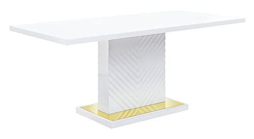 Acme Gaines Wooden Rectangular Top Dining Table in White High Gloss