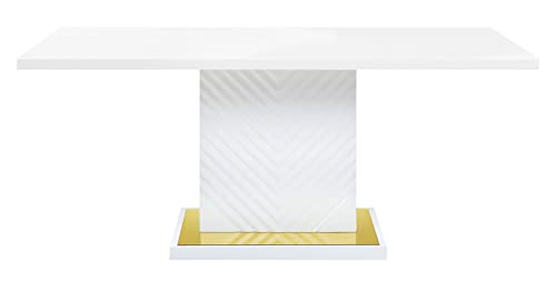 Acme Gaines Wooden Rectangular Top Dining Table in White High Gloss