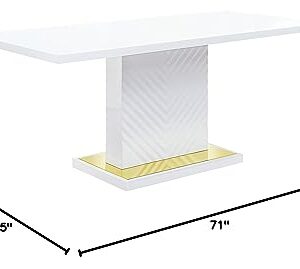 Acme Gaines Wooden Rectangular Top Dining Table in White High Gloss