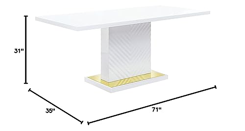 Acme Gaines Wooden Rectangular Top Dining Table in White High Gloss