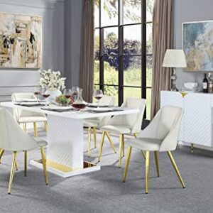 Acme Gaines Wooden Rectangular Top Dining Table in White High Gloss