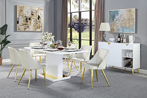 Acme Gaines Wooden Rectangular Top Dining Table in White High Gloss