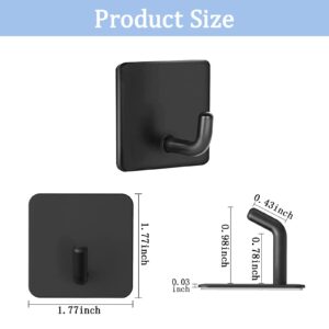 FuriTou 6 Pack Adhesive Hooks for Hanging Towel Hooks for Wall Heavy Duty Door Robe Hooks for Bathrooms Black