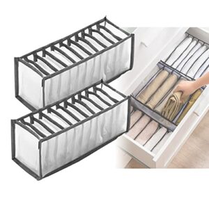 aptimcity wardrobe clothes organizer, 11 grid washable closet organizer for clothing with compartment storage box,foldable wardrobe closet drawer bin for socks,set of 2 (grey)