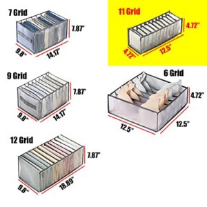 ApTimcity Wardrobe Clothes Organizer, 11 Grid Washable Closet Organizer for Clothing with Compartment Storage Box,Foldable Wardrobe Closet Drawer Bin for Socks,Set of 2 (Grey)