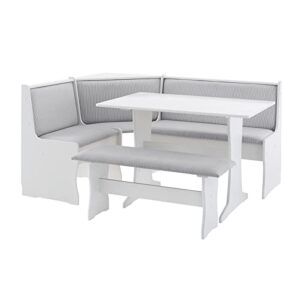 riverbay furniture wood storage nook dining set in white and gray