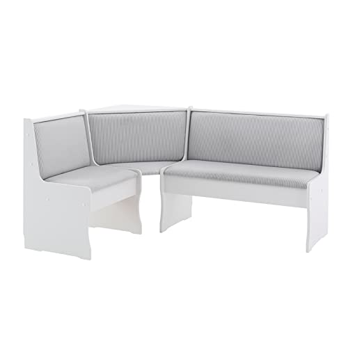 Riverbay Furniture Wood Storage Nook Dining Set in White and Gray