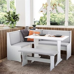 Riverbay Furniture Wood Storage Nook Dining Set in White and Gray