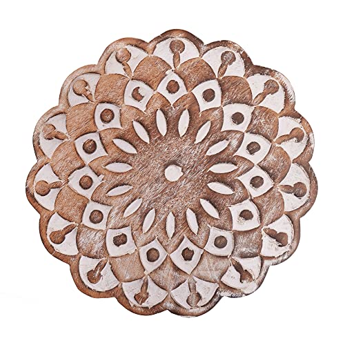 Set of 4 Wooden Trivet for Hot Dishes Pots and Pans Tea Pot Holders Nonslip Heat Resistant Kitchen Counter Accessories Housewarming Gift (MD2205) 8" Diameter