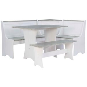 riverbay furniture coastal wood corner dining nook in gray