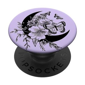 purple lilac black butterfly crescent moon flower popsockets standard popgrip