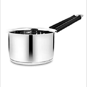 Kansara Stainless Steel Saucepan, Multipurpose Sauce Pot with Silicone Handle, Sanwich bottom Sauce Pan ( Silver ) (1.26 Quart)