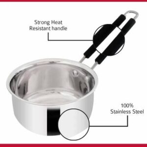 Kansara Stainless Steel Saucepan, Multipurpose Sauce Pot with Silicone Handle, Sanwich bottom Sauce Pan ( Silver ) (1.26 Quart)