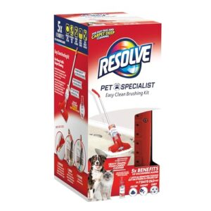 resolve pet specialist easy clean brushing kit includes heavy traffic foam carpet cleaner, 22oz