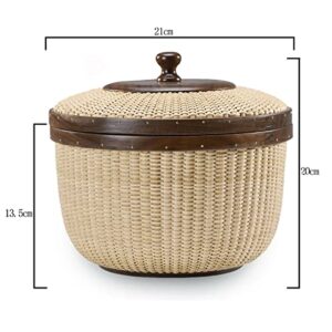 Teng Tian lidded home storage Rattan Handicrafts Casual Style Circular Basket rattan baskets