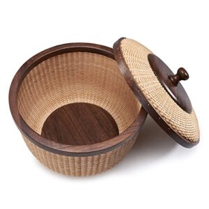 Teng Tian lidded home storage Rattan Handicrafts Casual Style Circular Basket rattan baskets