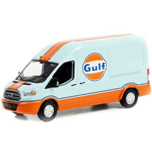 2019 Transit LWB High Roof Van Gulf Oil Light Blue and Orange Hobby Exclusive 1/64 Diecast Model Car by Greenlight 30260