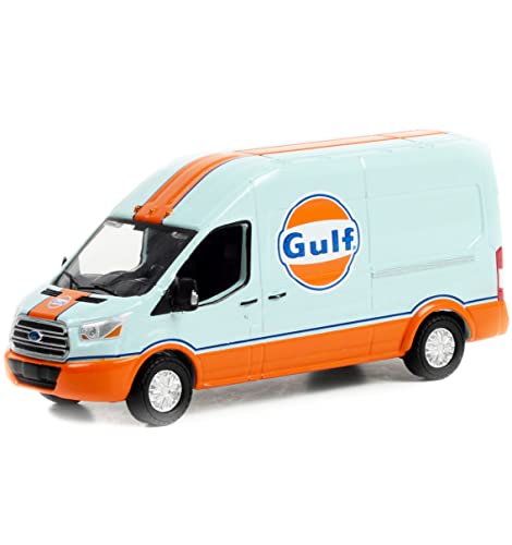 2019 Transit LWB High Roof Van Gulf Oil Light Blue and Orange Hobby Exclusive 1/64 Diecast Model Car by Greenlight 30260