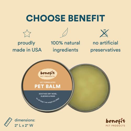 Dog Paw Balm, Relief for Dry Nose, Paws, & Cracking Skin, 100% Natural Ingredients Including Beeswax, Coconut Oil & Shea Butter, Made in The USA - 2 oz Paw Wax