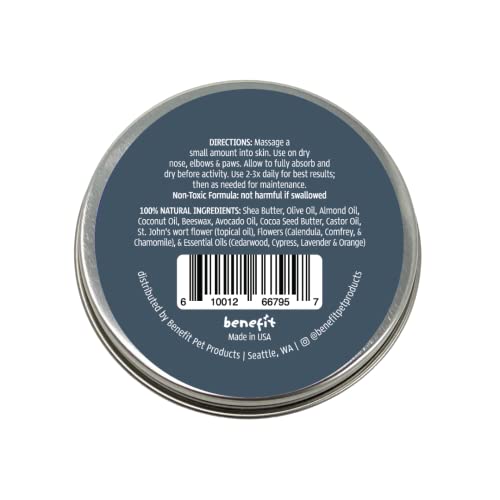 Dog Paw Balm, Relief for Dry Nose, Paws, & Cracking Skin, 100% Natural Ingredients Including Beeswax, Coconut Oil & Shea Butter, Made in The USA - 2 oz Paw Wax