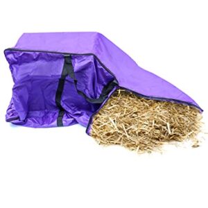 QWORK Hay Bale Storage Bag, 420D Horse and Livestock Hay Bale Bag, Large Tote Waterproof Collapsible Bag Hay Bale Tote Bag with Zipper