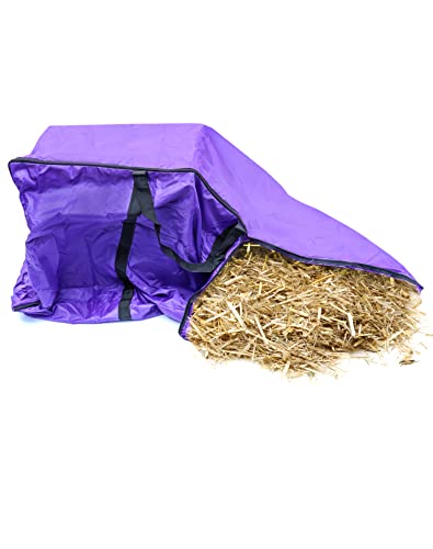 QWORK Hay Bale Storage Bag, 420D Horse and Livestock Hay Bale Bag, Large Tote Waterproof Collapsible Bag Hay Bale Tote Bag with Zipper