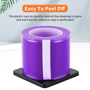 Annhua Barrier Film for Dental Barrier Tape Tattoo Tape 4" x 6" Disposable Barrier Sheets with Edge Dispenser Box, Disposable Plastic Perforated Sheets Film Dressing - 1200 Sheets|1 Roll - Purple