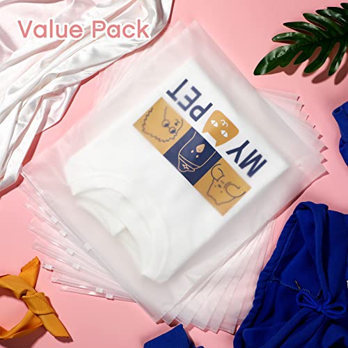 100 Pack Frosted Zipper Packaging Bags Clear Poly Bags Resealable Plastic Zipper Clothes Storage Bag For Clothing Shirt Jeans Pants T-Shirts Organizer Packaging Products(13.78 x 15.75 Inch)