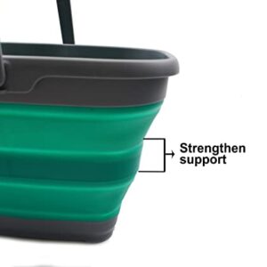 SAMMART 10L (2.6 Gallon) Set of 2 Collapsible Rectangular Handy Basket/Bucket (Bluish-Green + Black, 2)