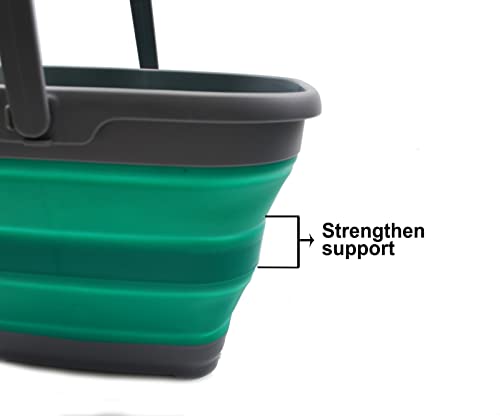 SAMMART 10L (2.6 Gallon) Set of 2 Collapsible Rectangular Handy Basket/Bucket (Bluish-Green + Black, 2)