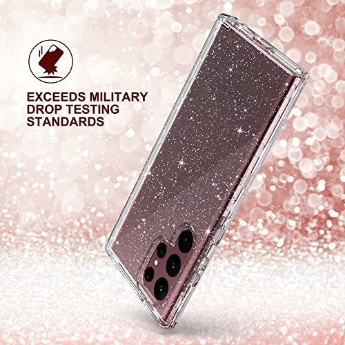 ULAK Compatible with Samsung Galaxy S22 Ultra 5G Case, Heavy Duty Shockproof Hybrid Soft TPU Bumper Drop Protection Transparent Phone Case for Galaxy S22 Ultra 5G 6.8 inch - Clear Glitter