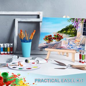 Teling 96 Pcs Acrylic Painting Set with Easels, 8 Wood Easels, 80 Brushes with Nylon Brush Head, 8 Plastic Palettes Painting Supplies Kit for Adults Kid Artist Party Art, 7.5 x 11.8 in Easel, No Paint