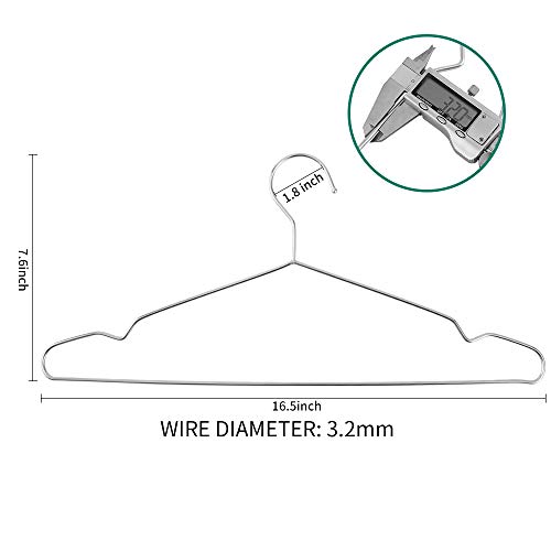 WYCQKL Coat Hanger 50 Pack Wire Hangers with Non Slip Grooves Stainless Steel Hangers 16.5in