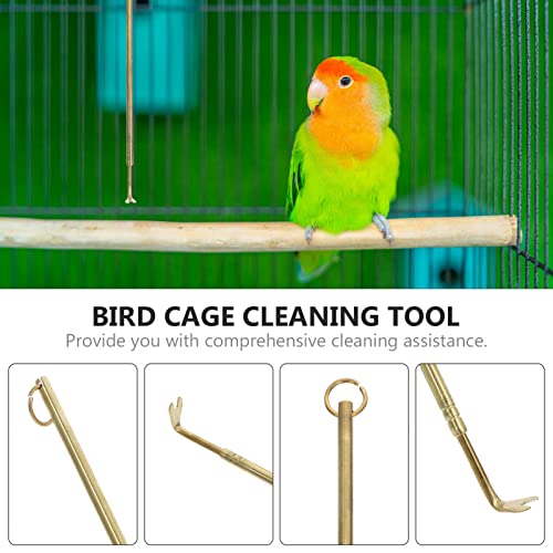 Mipcase Bird Poop Remover Scrapers Pet Poop Cleaning Tool Small Animals Cage Cleaner with Long Handle for Food Bowl Dishes Bottles Perch Stand