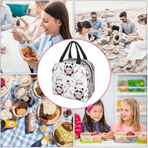 Senheol Cute Panda Eating Watermelon Print Lunch Box, Kawaii Small Insulation Lunch Bag, Reusable Food Bag Lunch Containers Bags for Women Men