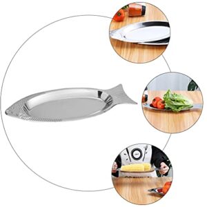 1Pcs sushi plate Stainless Steel Fish Shaped Plate, Metal Oval Fish Serving Platter, Unique Design Serving Tray for Fish, Sushi, Fruit or Cheese, japanese plate 39cm food tray