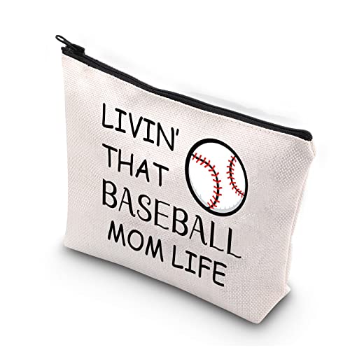 BDPWSS Baseball Mom Makeup Bag Softball Mom Gifts For Women Baseball Player Gift Living That Baseball Mom Life Baseball Lover Gift (Mom life baseball)