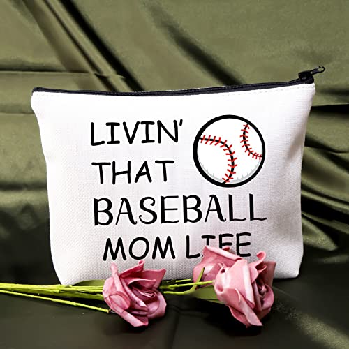 BDPWSS Baseball Mom Makeup Bag Softball Mom Gifts For Women Baseball Player Gift Living That Baseball Mom Life Baseball Lover Gift (Mom life baseball)