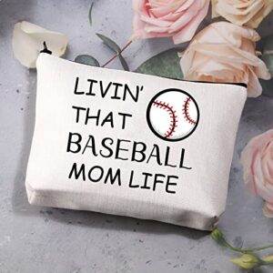 BDPWSS Baseball Mom Makeup Bag Softball Mom Gifts For Women Baseball Player Gift Living That Baseball Mom Life Baseball Lover Gift (Mom life baseball)