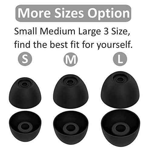 6 Pairs Ear Hooks Ear Tips Kit Set Galaxy Buds Galaxy Buds Plus, S/M/L Anti-Slip Fit in Case Replacement Silicone Rubber Wingtip Gel Eartips Compatible with Samsung Galaxy Buds+ - 3+3 Black