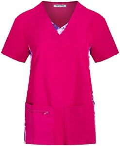 minty mint women's polyster uniform daily stretch v neck stretch medical scrub top w side panels dentist medical profession doctor emt nurse veterinarian 69b73b5 hot pink l