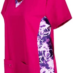 Minty Mint Women's Polyster Uniform Daily Stretch V Neck Stretch Medical Scrub Top w Side Panels Dentist Medical Profession Doctor EMT Nurse Veterinarian 69b73b5 Hot Pink L