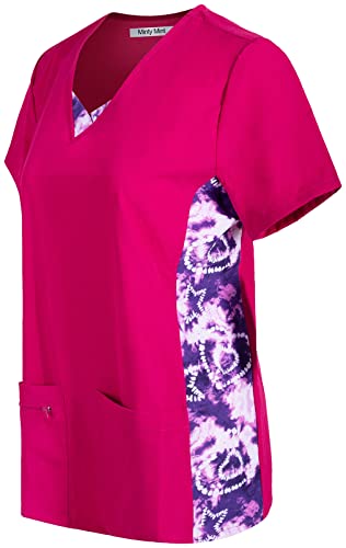 Minty Mint Women's Polyster Uniform Daily Stretch V Neck Stretch Medical Scrub Top w Side Panels Dentist Medical Profession Doctor EMT Nurse Veterinarian 69b73b5 Hot Pink L