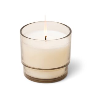 paddywax candles al fresco collection, naturally scented candle, 7 ounces, cotton + teak, beige