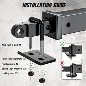 TICONN Shackle Hitch Receiver for 2" Receivers, Heavy Duty Towing & Off Road Accessories for Vehicle Recovery (Hitch Tightener Clamp)