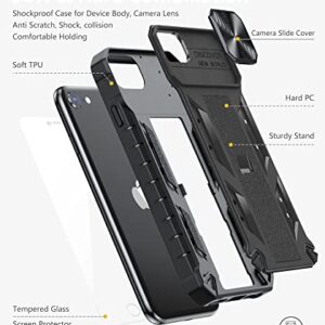 SOiOS for iPhone SE 2022 Phone Case: iPhone SE 2020 / 2nd / 3rd / 8/7 / 6s / 6 Case with Kickstand - Heavy Duty Military Grade Drop Protection Phone Cover - Rugged Protective Shockproof Bumper Black