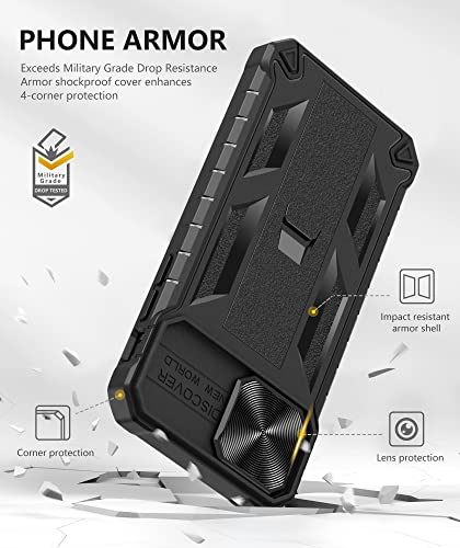 SOiOS for iPhone SE 2022 Phone Case: iPhone SE 2020 / 2nd / 3rd / 8/7 / 6s / 6 Case with Kickstand - Heavy Duty Military Grade Drop Protection Phone Cover - Rugged Protective Shockproof Bumper Black