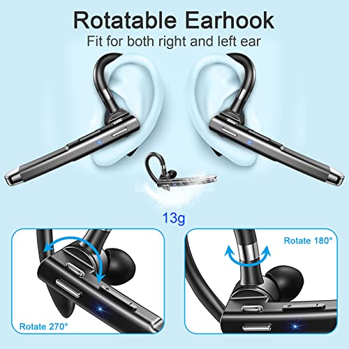 Jugeman Bluetoth Headset, Bluetoth 5.1 in Ear Bluetoth Earpiece, Hands-Free Earphones with Stereo Noise Canceling Mic, 35H Talking Time 180H Standby, Bluetoth Earpiece for Driving/Business/Office