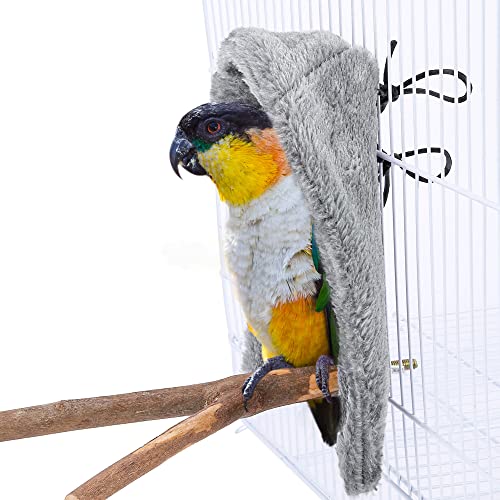 Mogoko Comfort Corner Fleece Bird Blanket,Cuddle Nest Hanging Toy,Parrot Cage Snuggle Hut Warm Plush Bedding,Small Animals Shelter Plush Bedding for Parakeet Cockatiel Pigeon