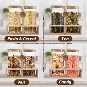 ANPHSIN Glass Coffee Containers with Shelf, 2Pcs 49oz Large Capacity BPA Free Coffee Storage Jars with Airtight Sealed Bamboo Lids Spoon for Kitchen Food, Coffee Beans, Coffee Powder, Sugar, Tea